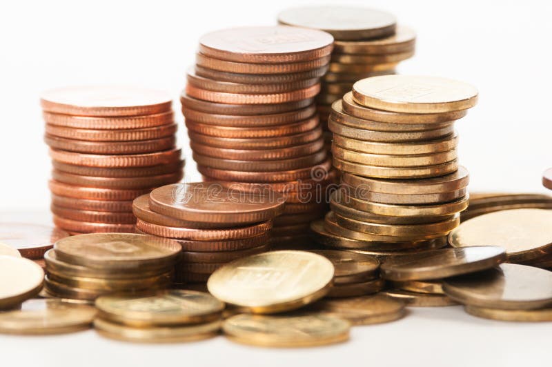 Closeup of piles of coins stock image. Image of full - 42506717