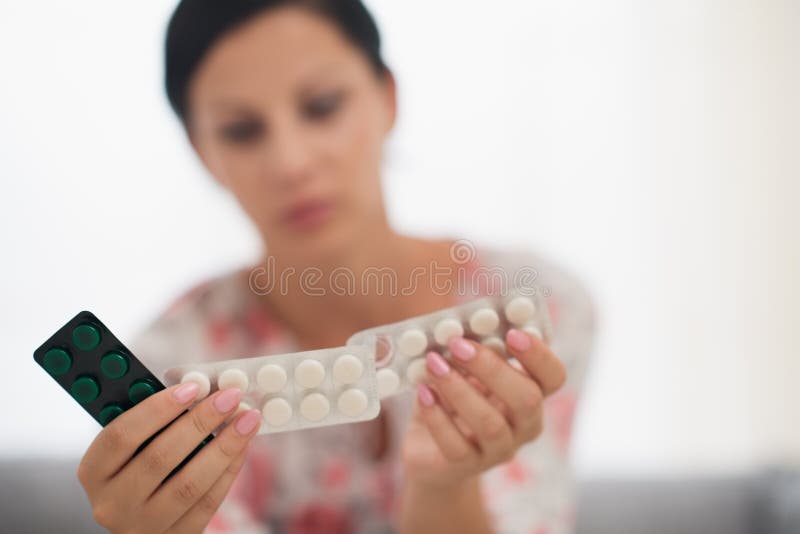 Closeup on Pills in Hand of Woman Stock Image - Image of pills, hand ...