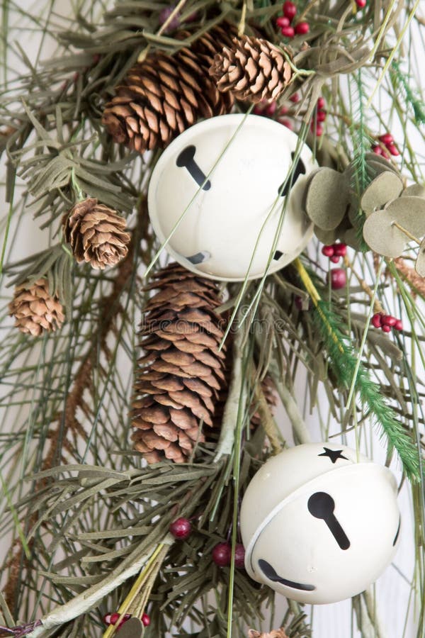 Closeup of Pine Tree with White Christmas Balls Stock Photo - Image of ...