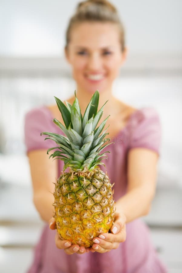 Closeup on Pineapple in Hand of Housewife Stock Image - Image of ...