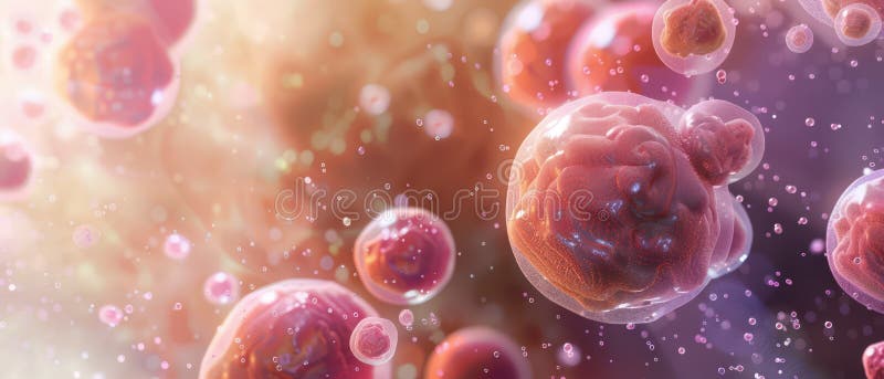 Closeup of Pink Cells in a Transparent Fluid Stock Illustration ...