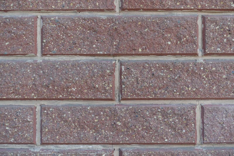 Closeup of Pink Split Face Brick Veneer Wall with Stretcher Bond Stock Image - Image of regular ...