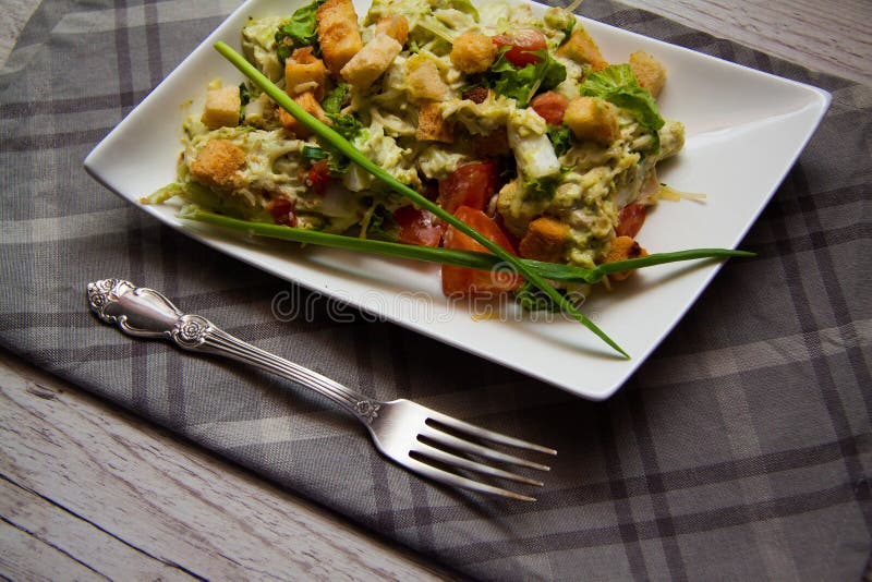 Closeup of Plate with Ceasar Stock Photo - Image of diet, cesar: 65216638