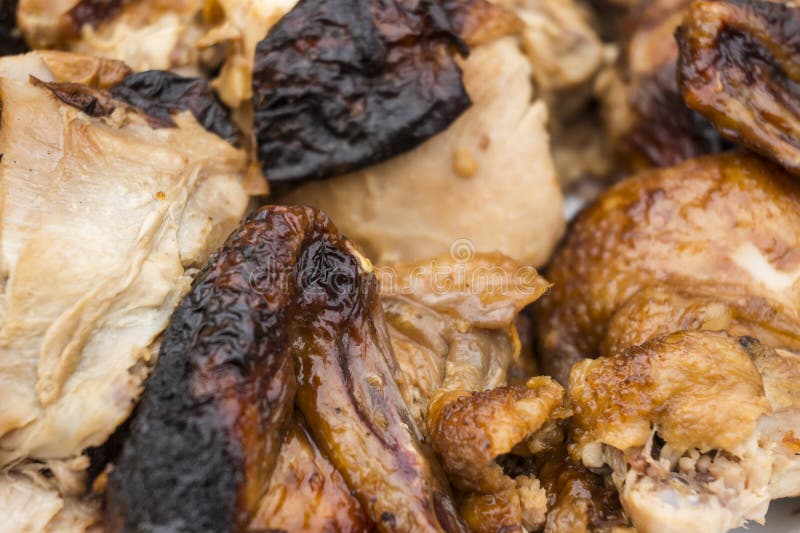 Closeup of a Plate of Chopped Lechon Manok, or Roasted Chicken Stock ...