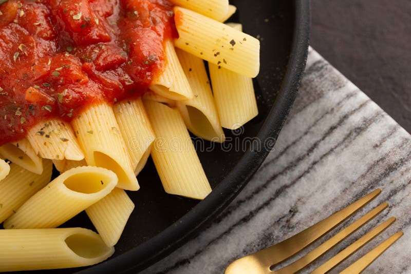 Closeup of a Plate of Pasta on the Table Stock Image - Image of sauce ...