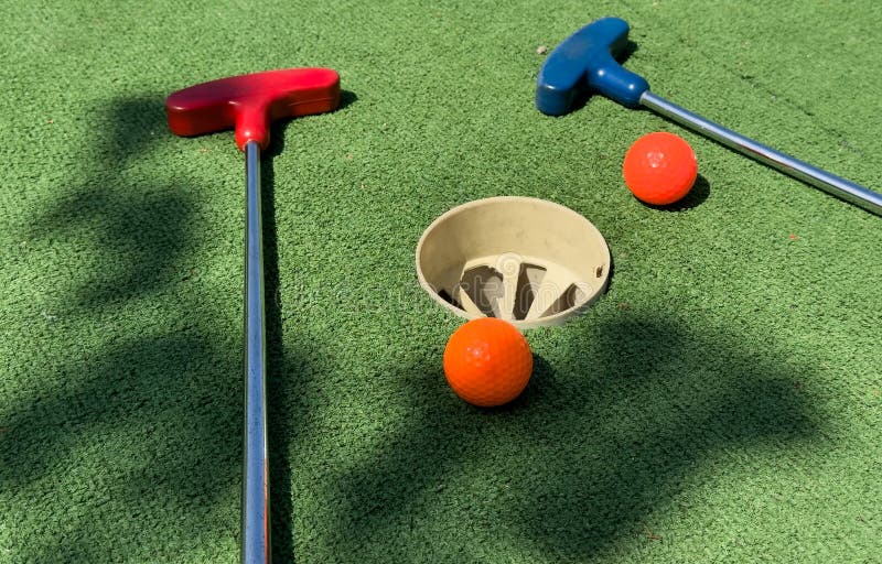 Closeup of Player Play Mini Golf with Ball Stock Photo - Image of ...