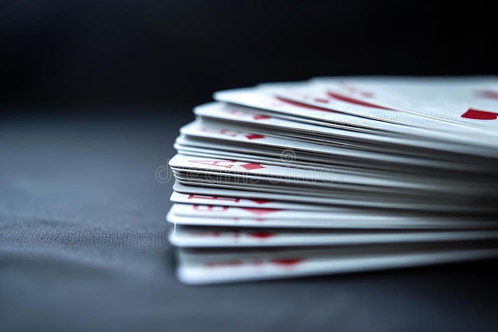 Closeup of Playing Cards Stacked on a Table, AI-generated. Stock ...