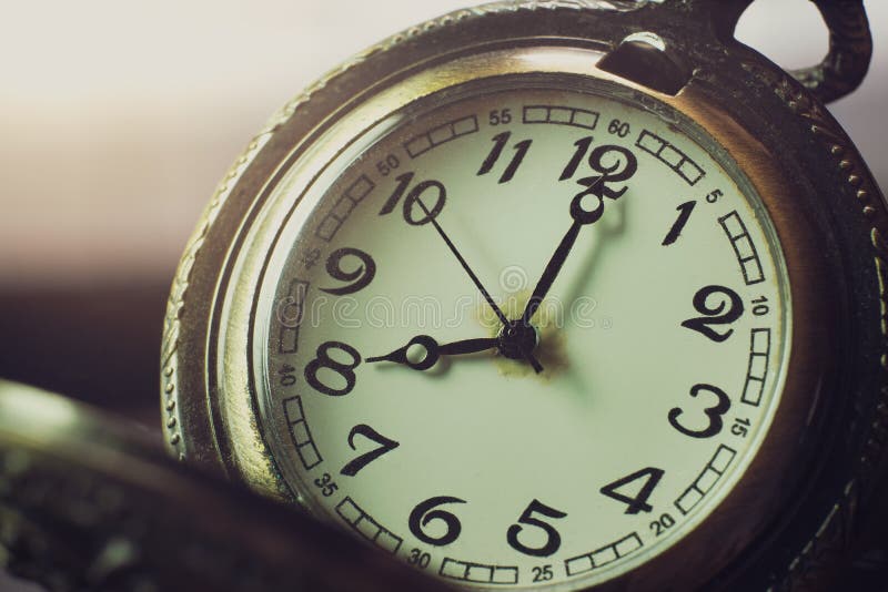 Pocket Watch on Table and Sunlight. at 8 am Stock Image - Image of ...