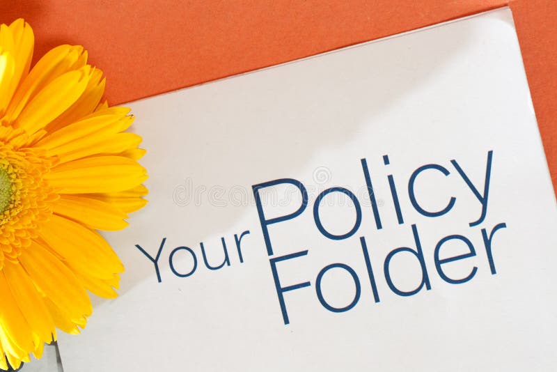 A Policy Folder on Orange Background Stock Photo - Image of document ...