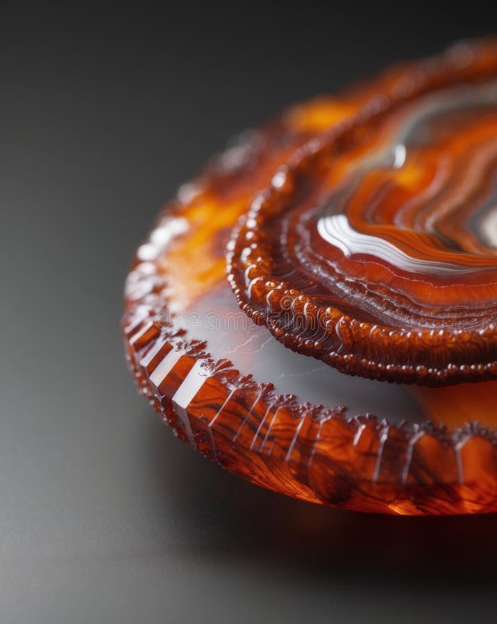 Closeup of a Polished Carnelian Red Agate Texture on a Black Background ...