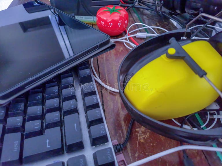Closeup of Pomodoro Kitchen Timer Laying on Wooden Table Stock Image ...