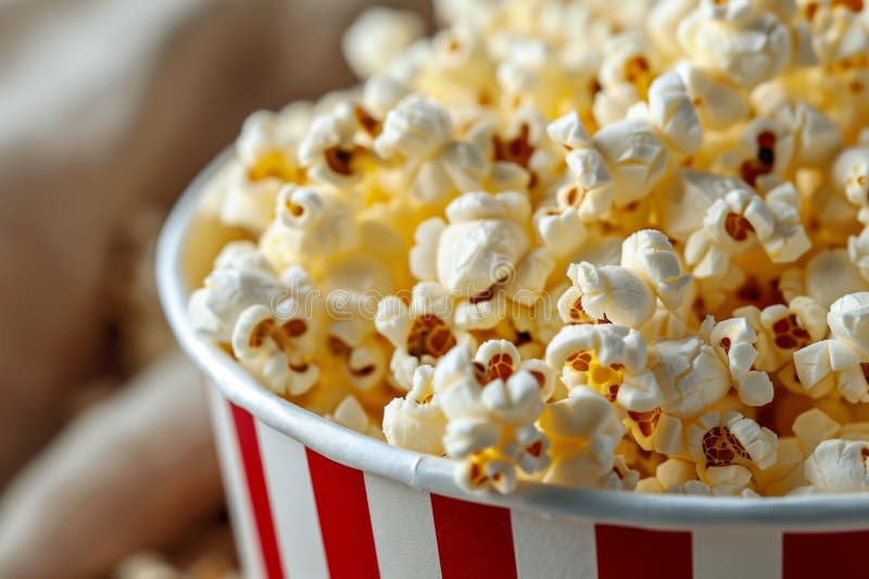 Closeup of Popcorn Overflowing in Cardboard Container Stock Image ...