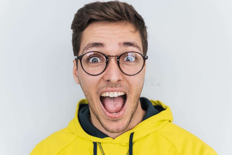 A Young Man In Shock With Mouth Wide Open Stock Image Image Of