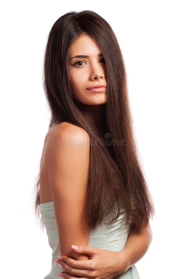 Beautiful Woman With Long Straight Hair Stock Image Image Of Hair