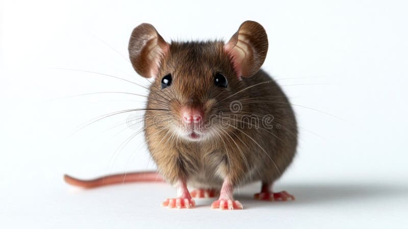 Closeup Portrait of a Brown Mouse on White Background Stock ...