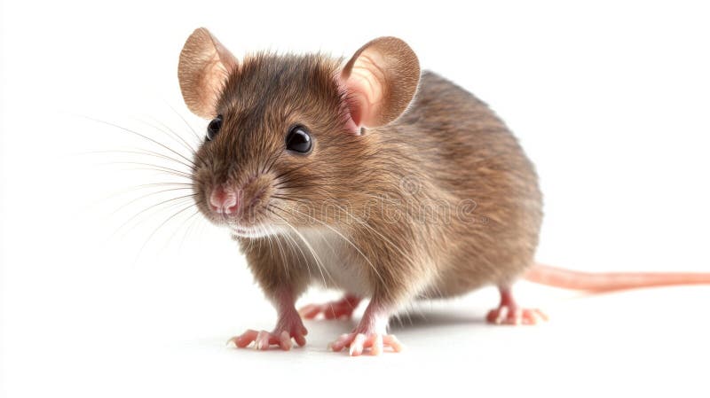 Closeup Portrait of a Brown Mouse on White Background Stock ...