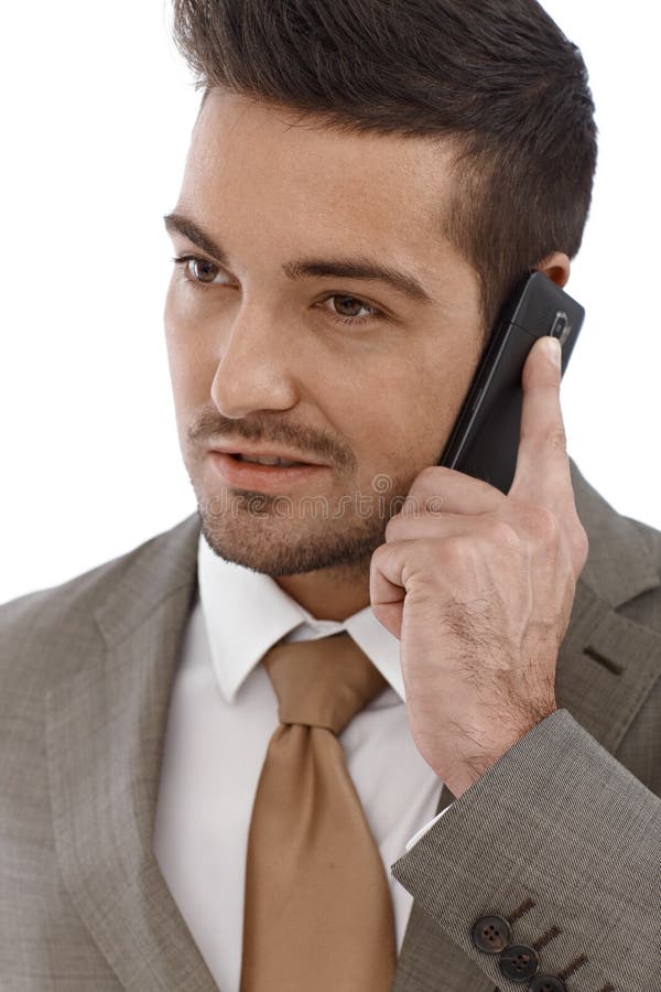 Closeup Portrait of Businessman on Phone Call Stock Photo - Image of ...