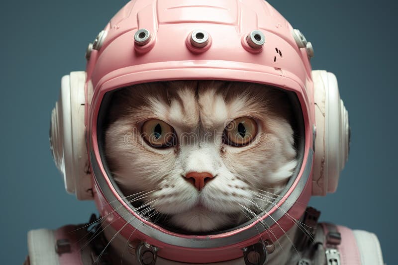 Closeup Portrait Cute Cat Astronaut in Pink Space Suit Stock ...