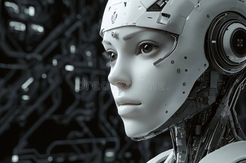 A Closeup Portrait of a Female Android Bio Robot, Representing the ...