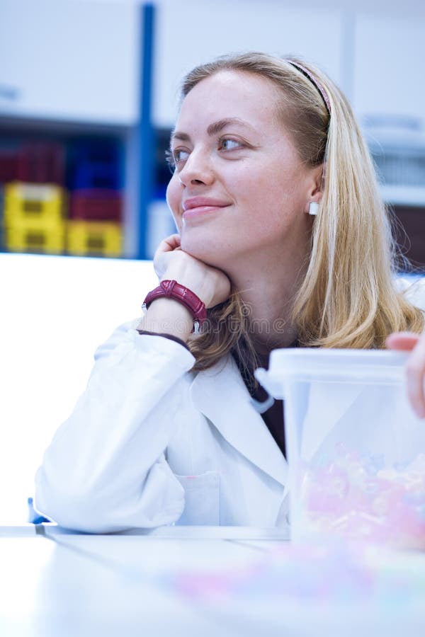 Closeup Portrait of a Female Researcher Stock Image - Image of ...