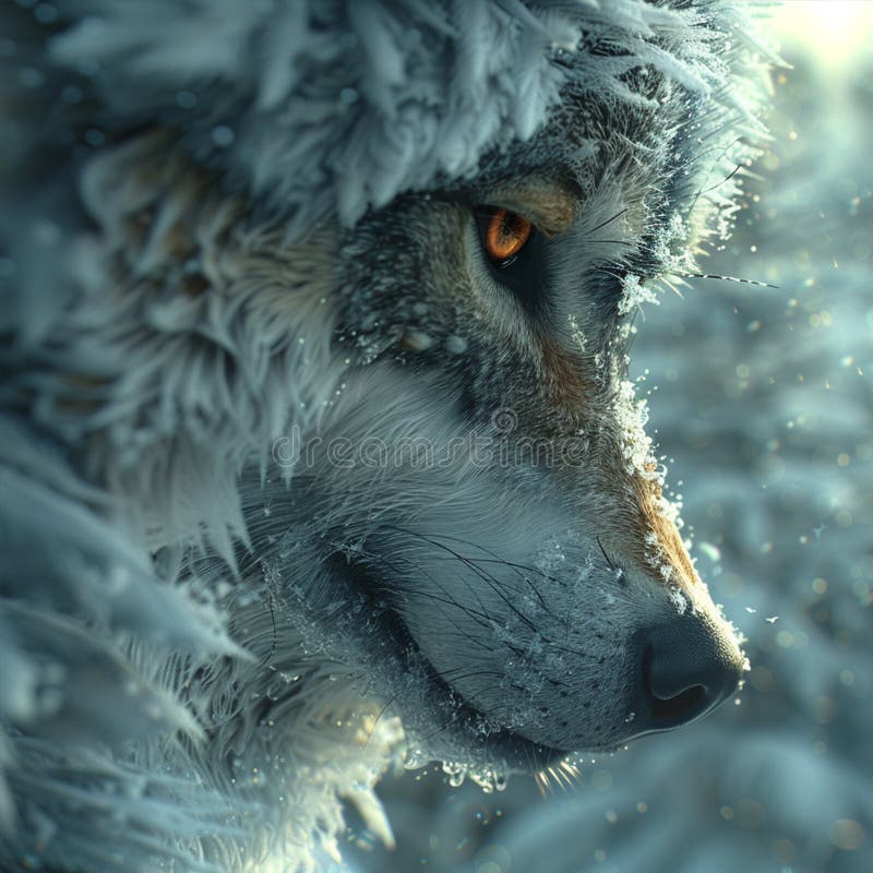 A Closeup Portrait of a Giant Wolf during Winter Storm Stock ...