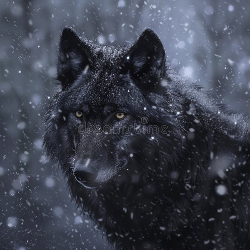 A Closeup Portrait of a Giant Wolf during Winter Storm Stock ...