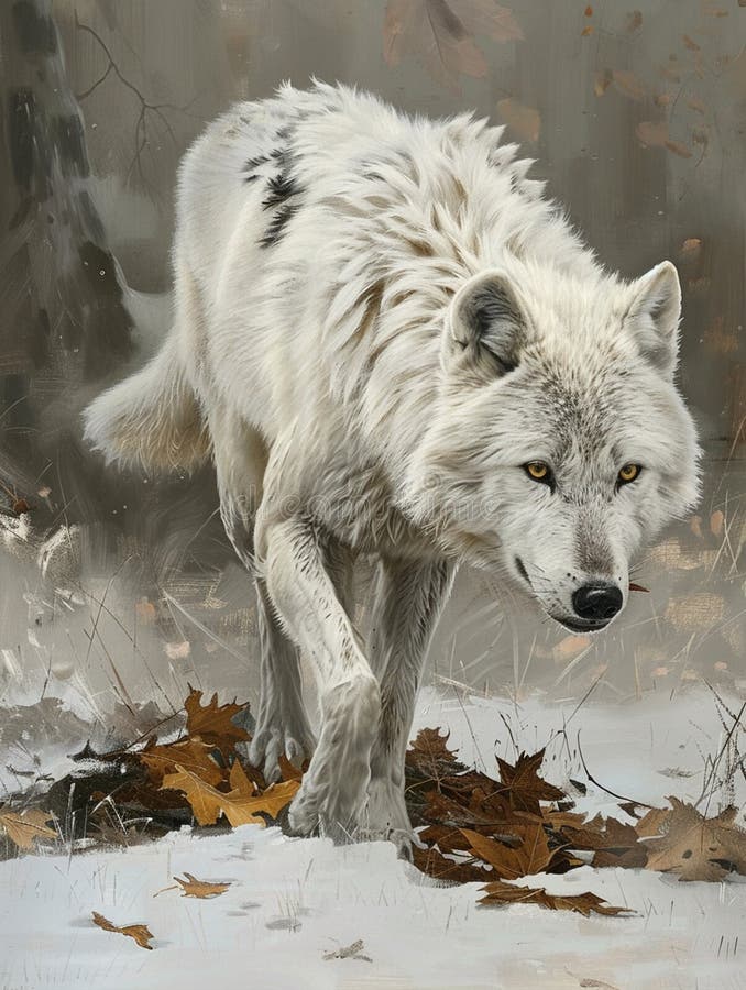 A Closeup Portrait of a Giant Wolf during Winter Storm Stock ...