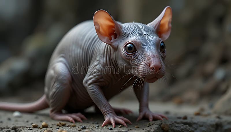 Closeup Portrait of a Hairless Rat: Detailed Texture and Expression ...