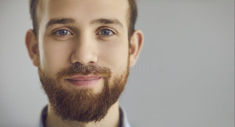 Copy Space Banner with Closeup Portrait of Happy Friendly Young Man ...