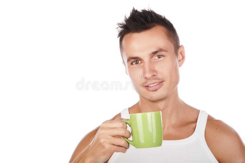 Closeup Portrait of Man with Cup Stock Photo - Image of body, close ...