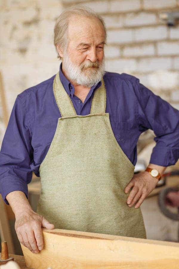 Closeup Portrait of Old Handsome Builder Executing Customer`s Order ...