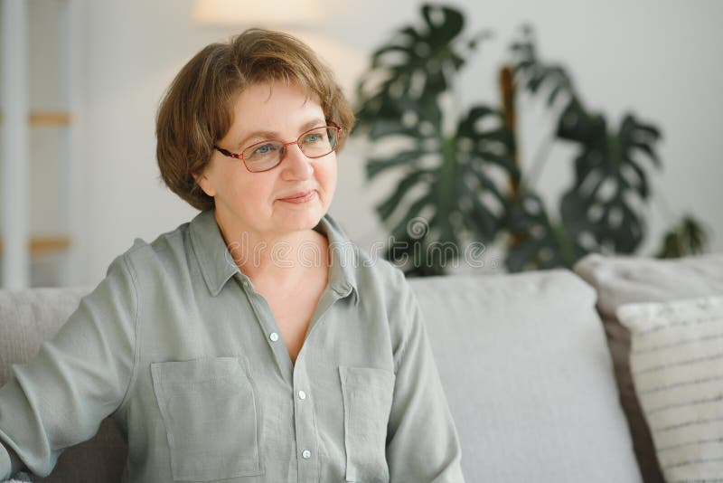 Closeup Portrait Of Older Woman Wearing Glasses Stock Image Image Of