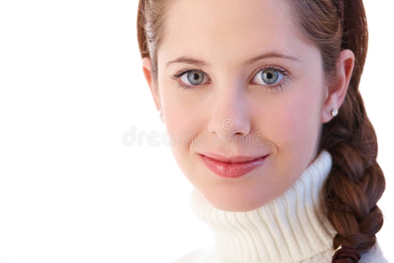 Closeup Portrait of Pure Face Stock Image - Image of dressed, brunette ...