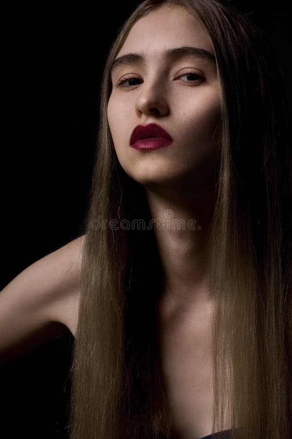 Closeup Portrait of a Serious Model with Makeup Stock Photo - Image of ...