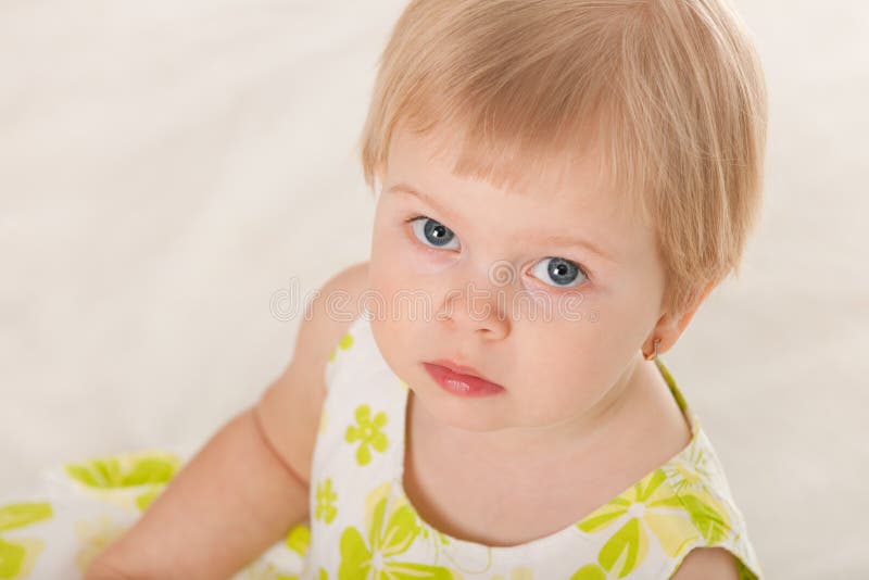 Portrait of a Serious Little Girl Stock Photo - Image of stand, young ...
