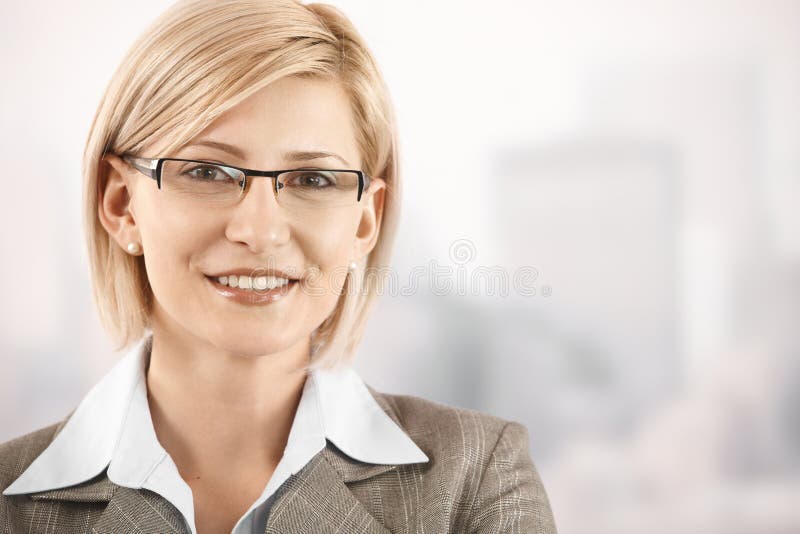 Glasses Eyewear Business Woman Happy Portrait Stock Image Image Of