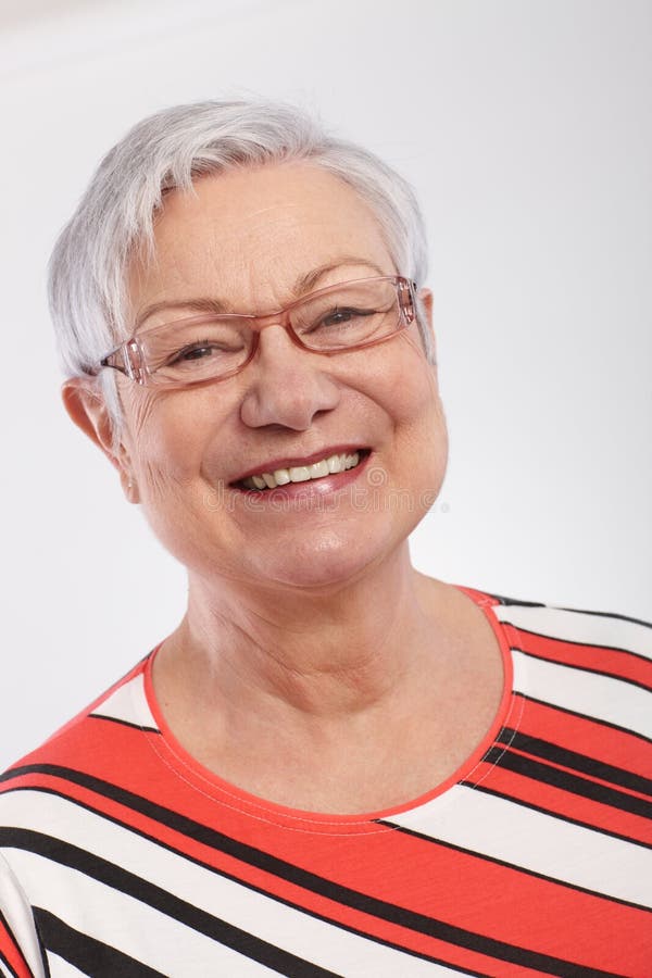 Closeup Portrait of Smiling Old Lady Stock Image - Image of close ...