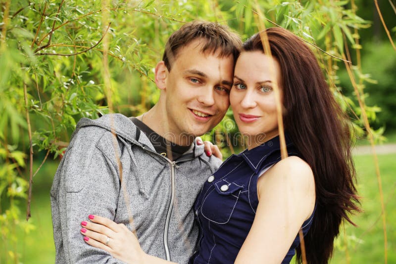 Closeup Portrait of Smiling Young Couple Stock Photo - Image of ...