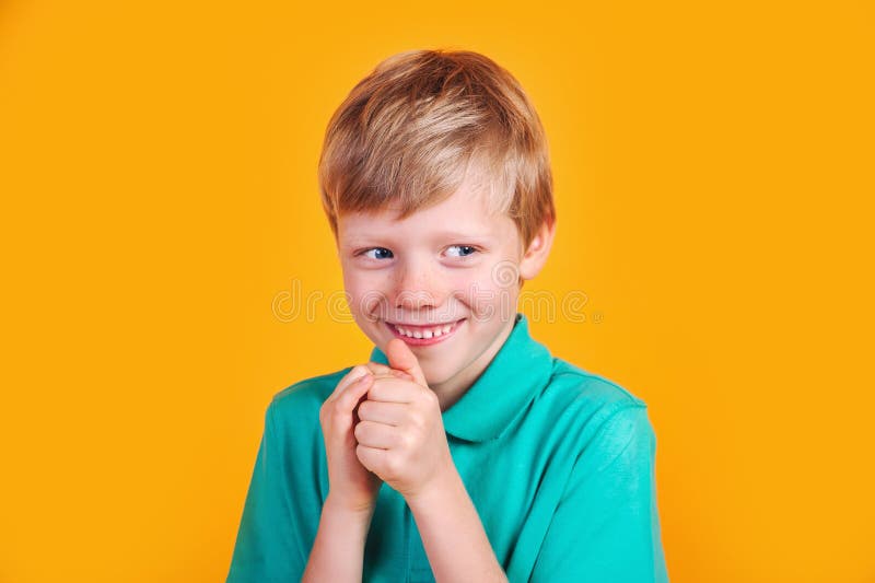 Excited Little Boy with Piggy Bank on Blue Background Stock Image ...
