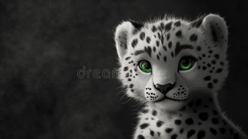 Closeup Portrait of a Snow Leopard Cub Stock Illustration ...