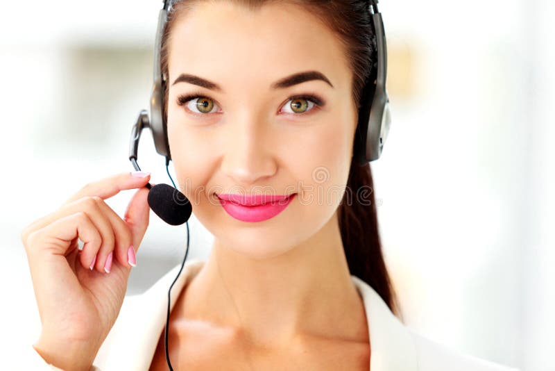 Closeup Portrait of Support Phone Operator in Headset Stock Image ...