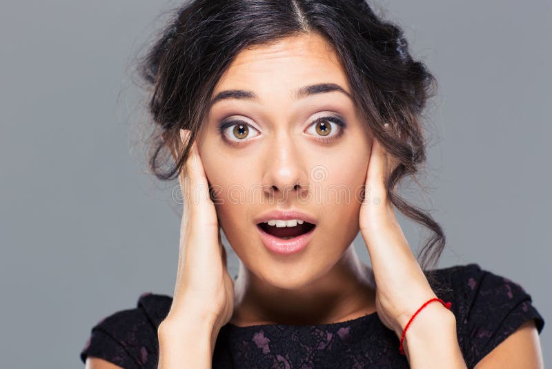 Closeup Portrait of Surprised Woman Stock Photo - Image of head ...