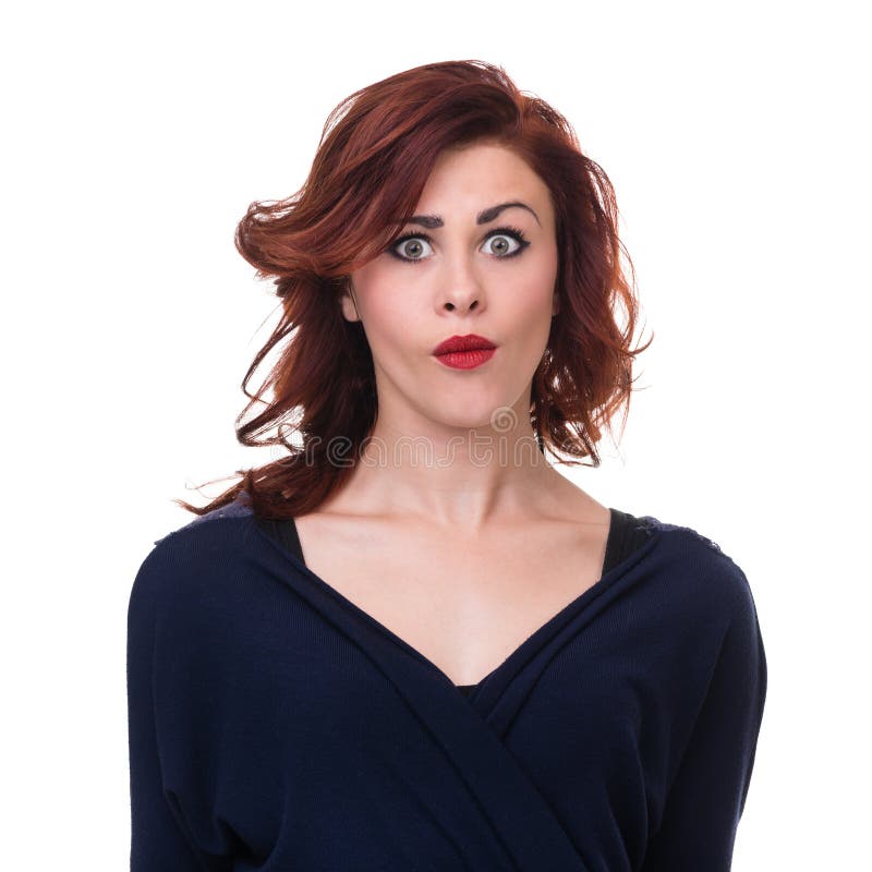Closeup Portrait Of Surprised Young Lady Isolated Stock Image - Image ...
