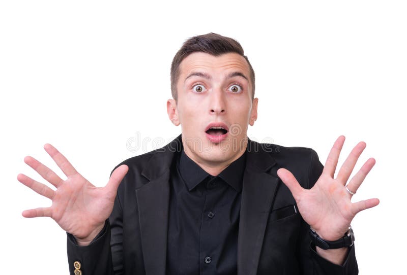 Closeup Portrait of Surprised Young Man Isolated Stock Image - Image of ...