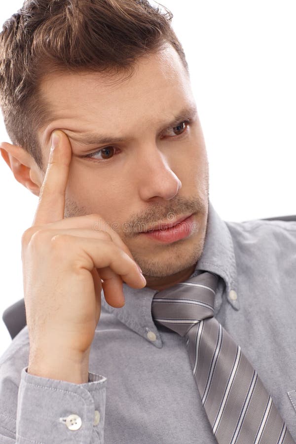 Closeup Portrait of Thinking Man Stock Image - Image of businesspeople ...