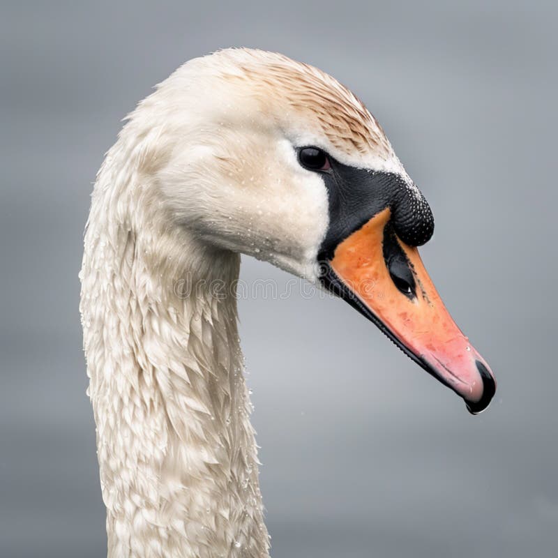 Closeup Portrait of a White Swan Stock Illustration - Illustration of ...