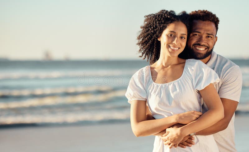 Closeup Portrait Of An Young Affectionate Mixed Race Couple Standing On