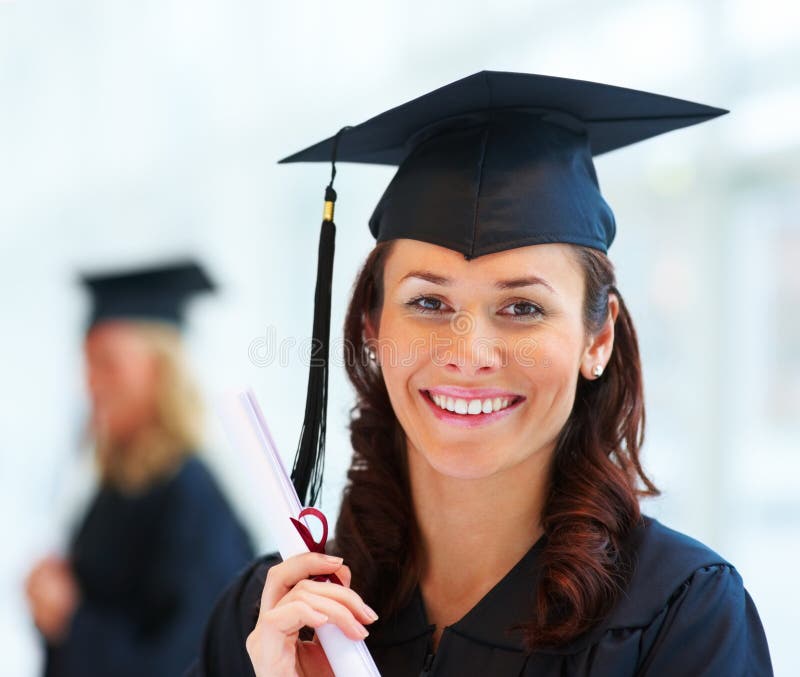 Closeup Portrait of Young Female Graduate Stock Image - Image of girl ...