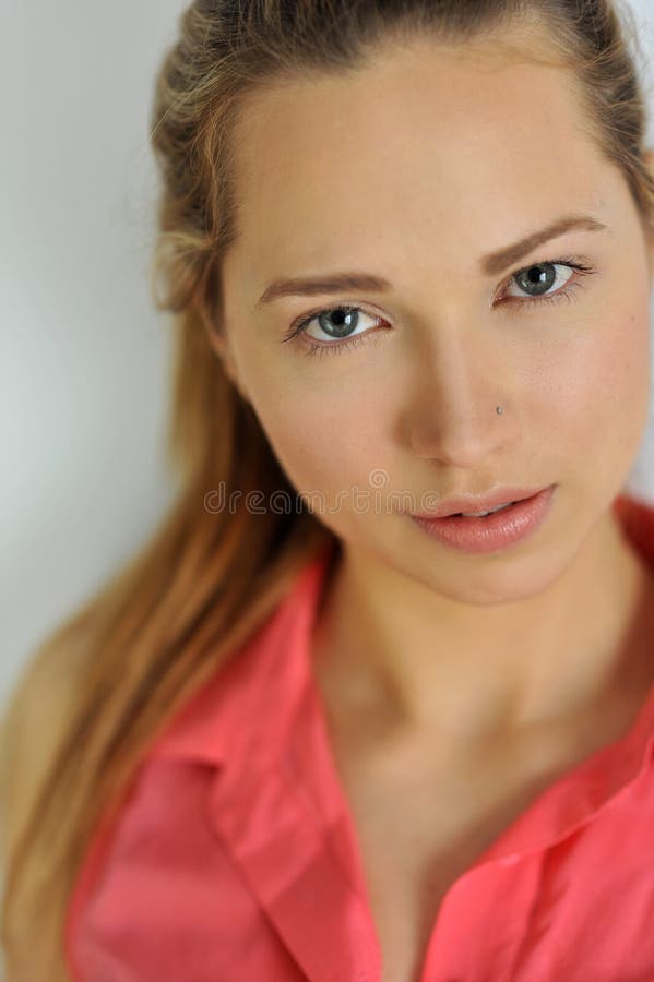 Closeup Portrait of Young Slavic Model with Minimum Makeup Stock Photo ...