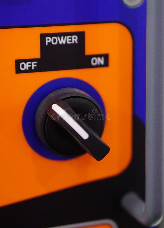 Closeup of Power on and Off Switch on Panel Board in an Industry Stock ...